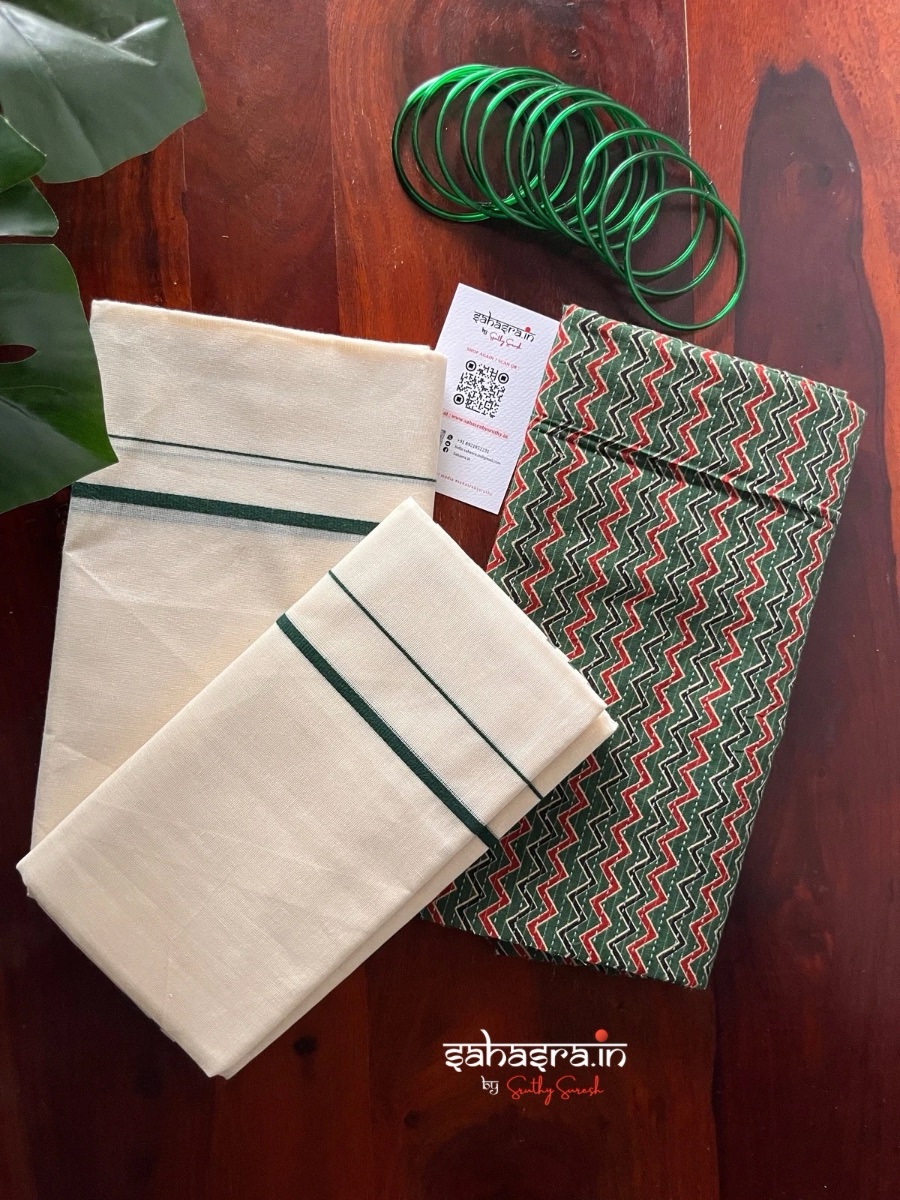 Puliyilakkara Set Mundu (Mundum Neriyathum)-MS01 – Sahasra by Sruthy